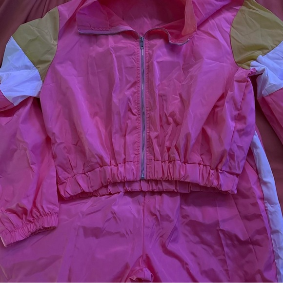 Pants & Jumpsuits | Pink Colorblock Windbreaker Set | Poshmark